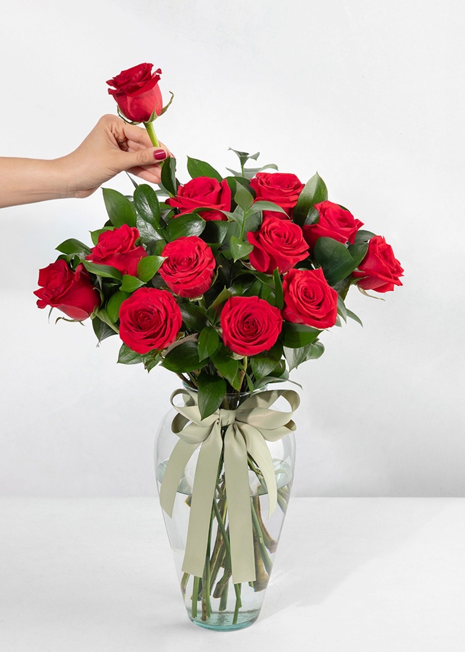 12 Rosas Rojas con Pastel Mini Zanahoria Maria José