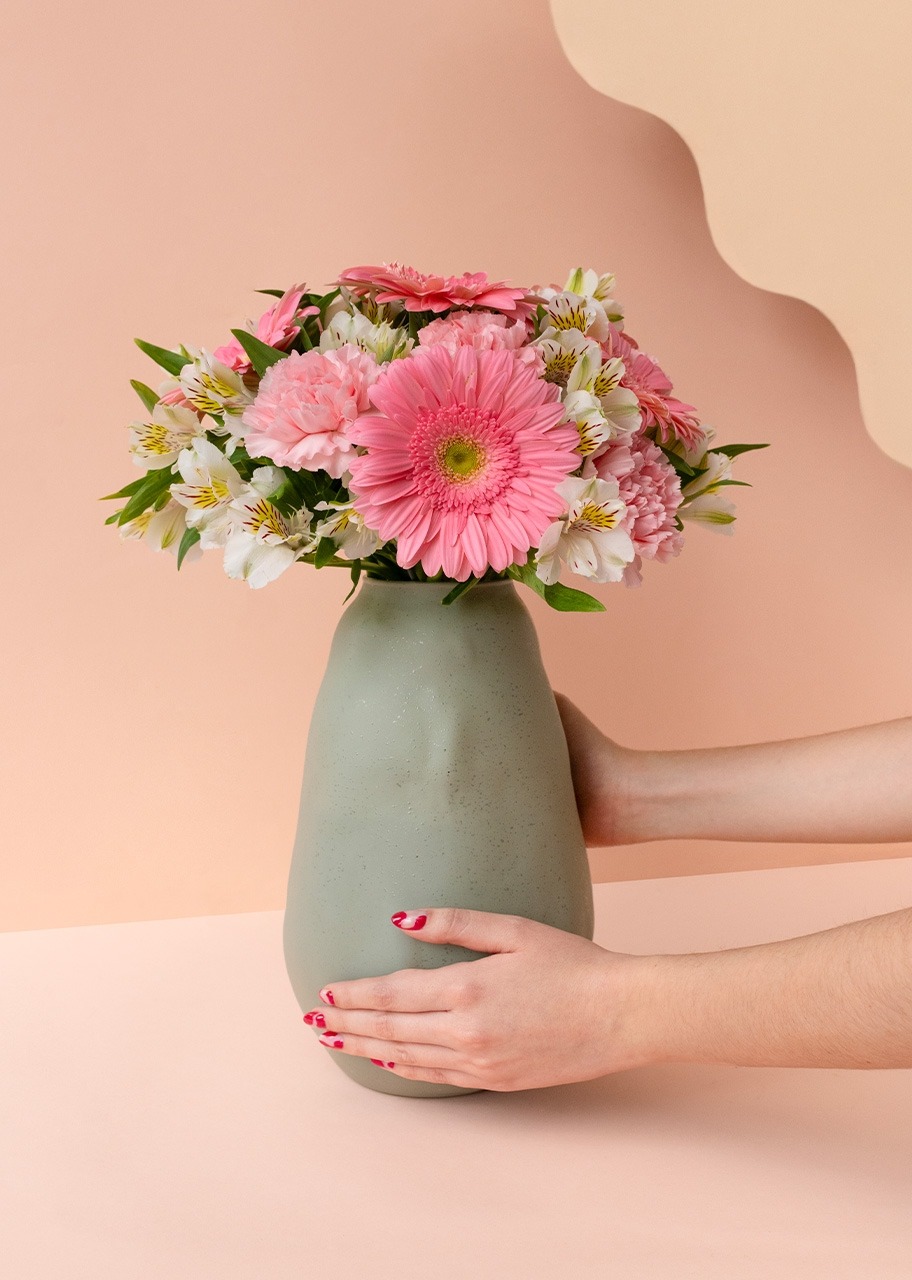 Arrangement of Gerberas and Carnation Roses