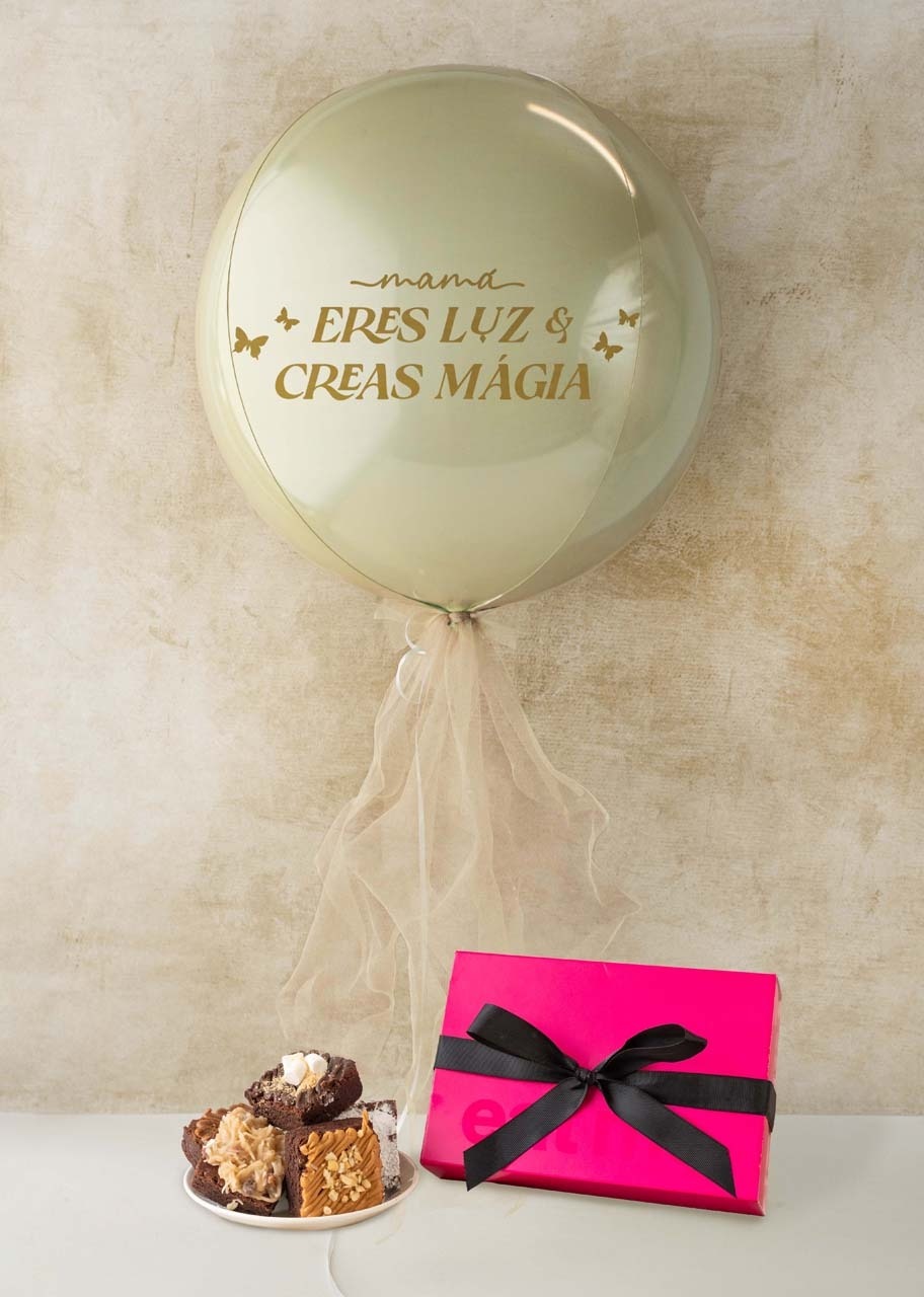 Globo Esfera Mamá Eres Luz y Creas Magia con Brownies 6 pzs Eat M