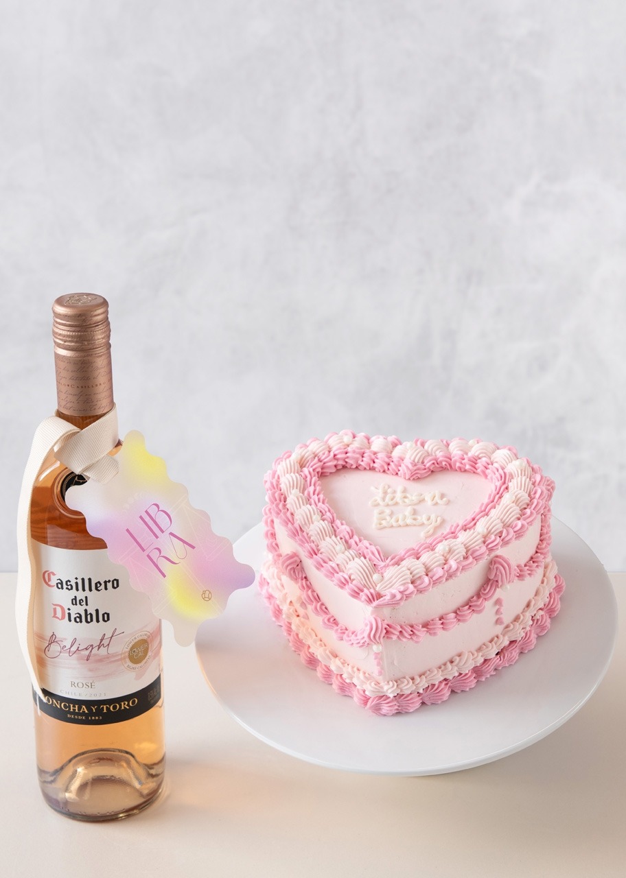 Kit Signo Libra Pastel y Vino Casillero Belight Rosé con Tag Libr