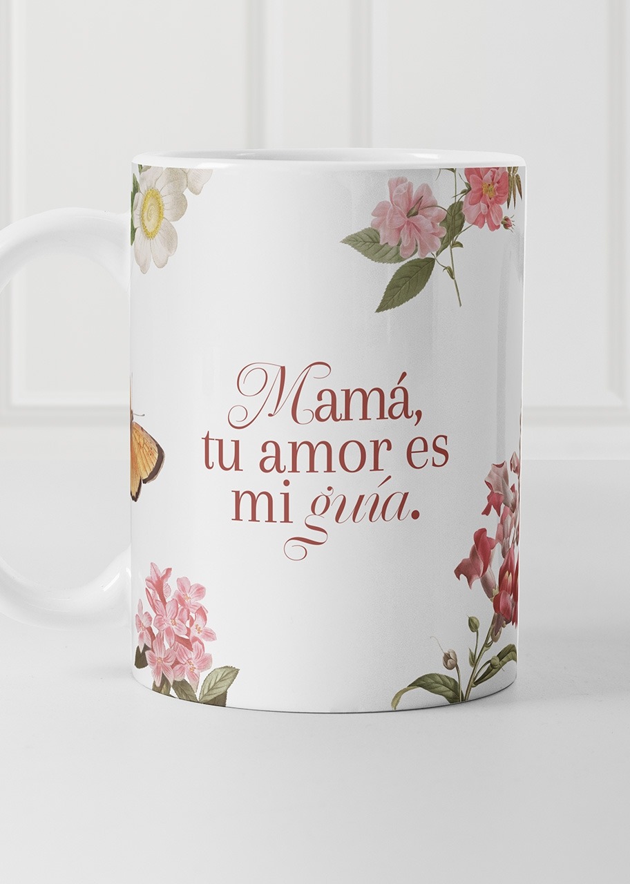 Personaliza taza diseño "Mamá tu amor es mi guía" 15oz